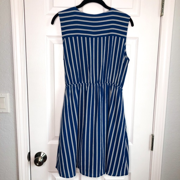 Monteau | Dresses | Monteau Blue Striped Sleeveless Dress Size Medium ...